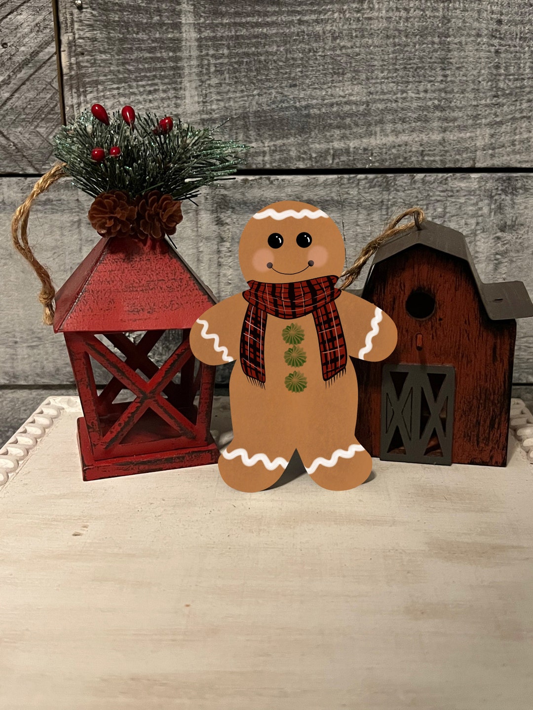 Gingerbread Man With Burgundy Purple or Green Scarf Fluffy Gingerbread ...