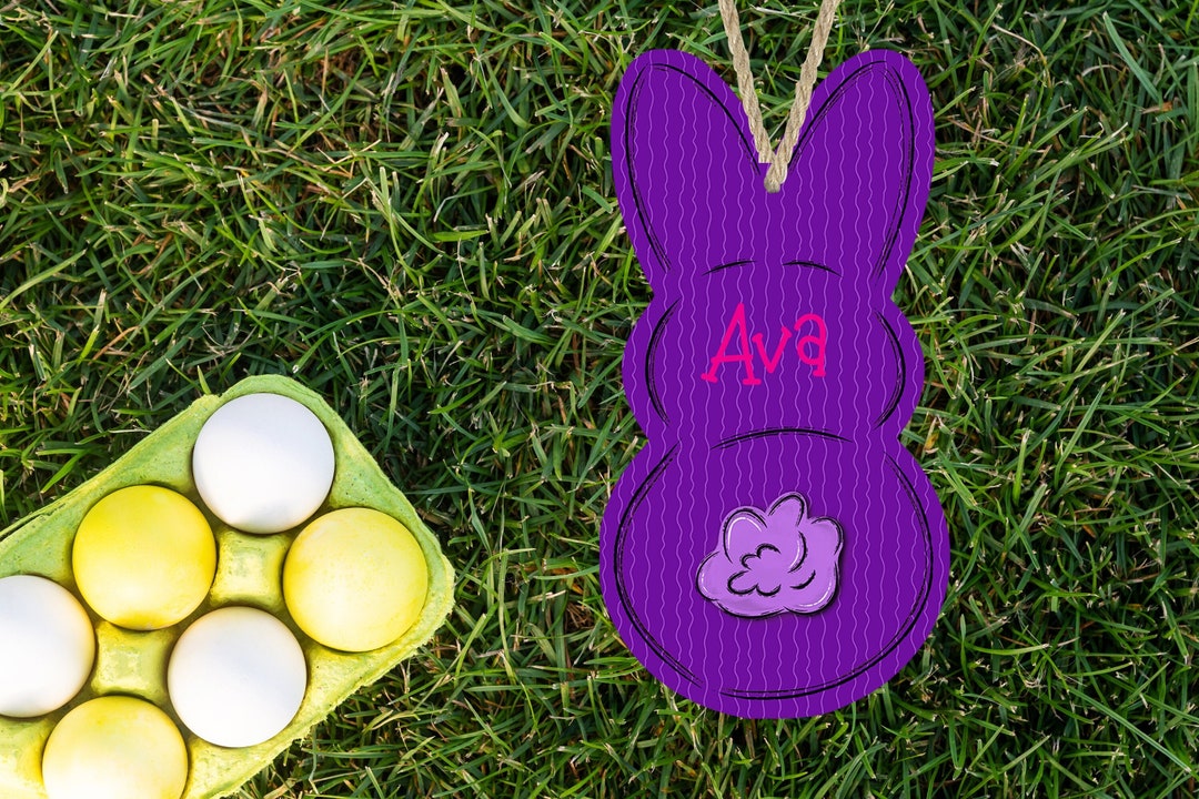 Purple Bunny Backside Girl or Boy Personalized or Not Personalized Easter Bunny Shaped Hardboard ...
