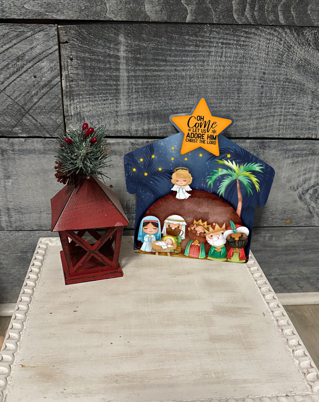 Let Us Adore Him Nativity Large or Small Nativity Manger Creche Shaped ...