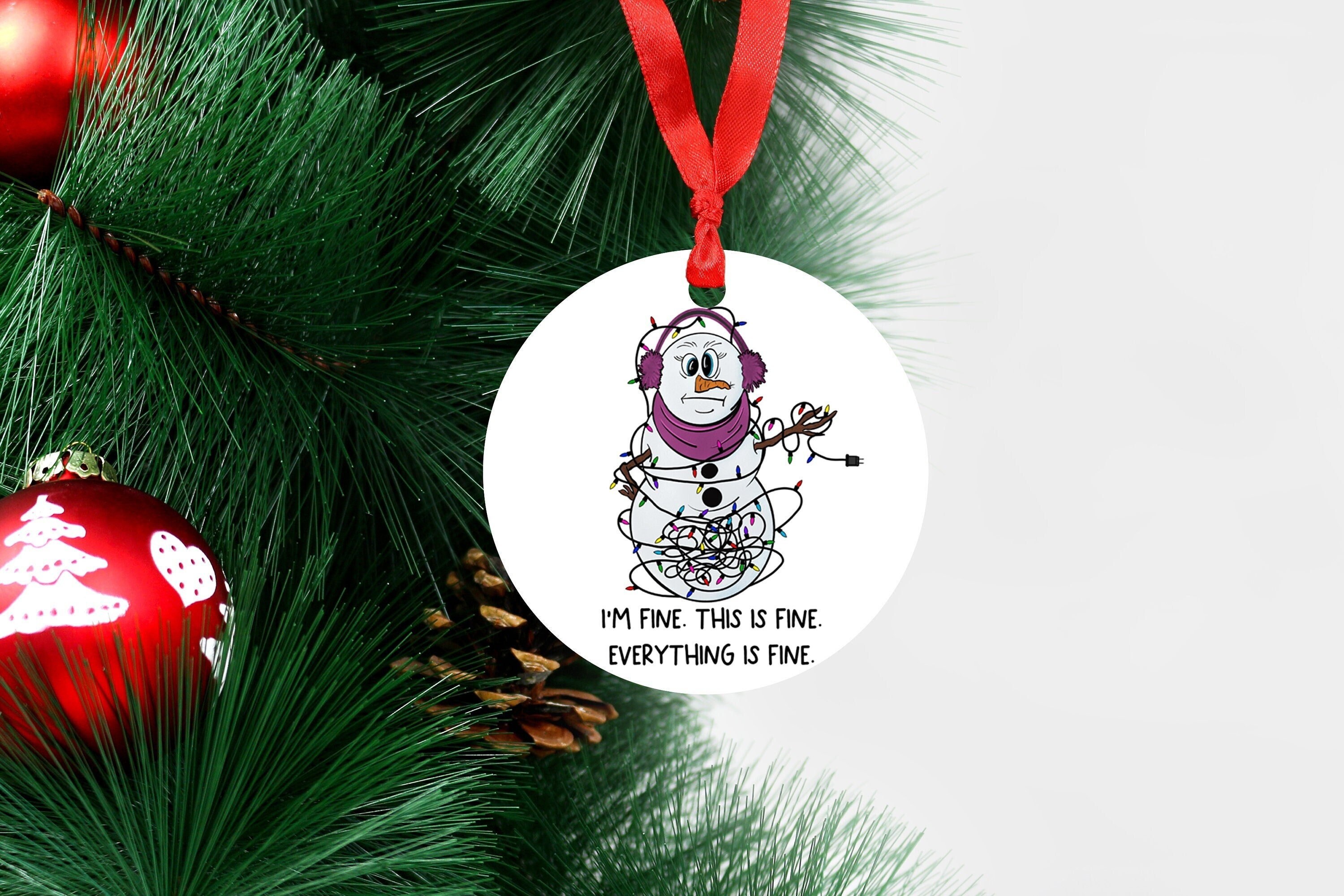 I'm Fine This is Fine Everything is Fine Snowman With - Etsy