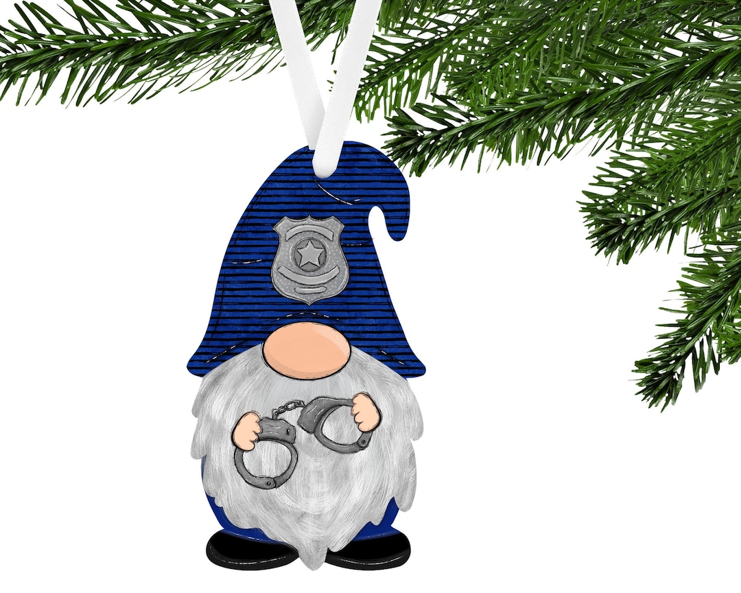 Police Gnome Handcuffs Badge Gnome With Curved Hat Shaped Hardboard ...