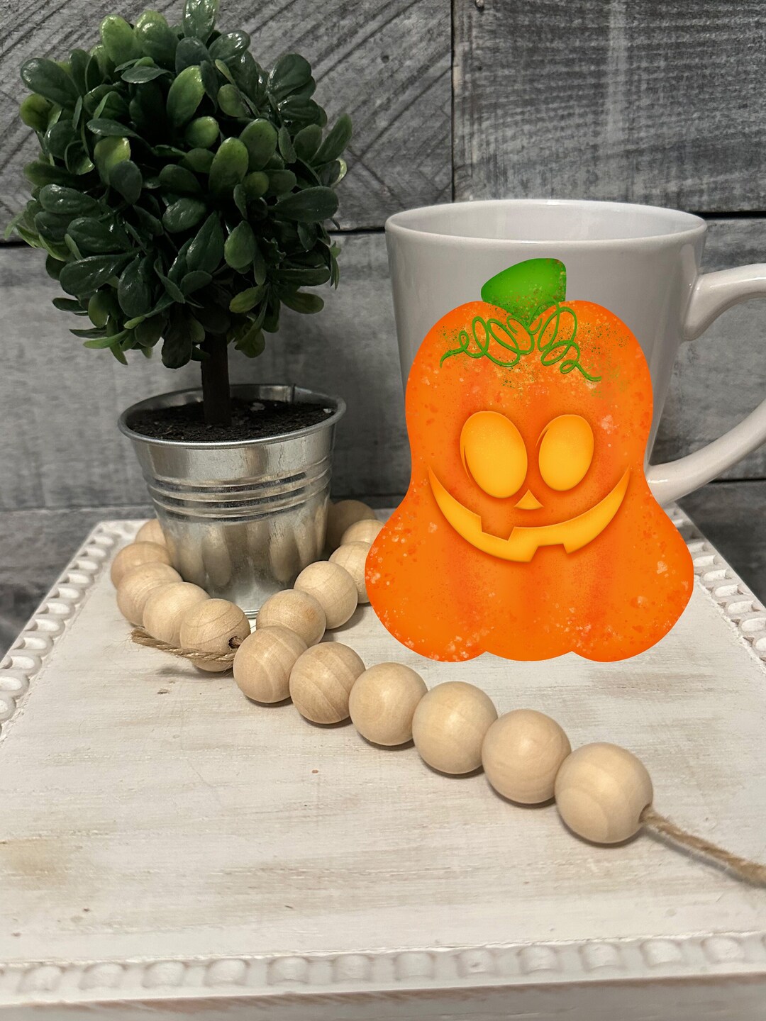 Vine Jack O Lantern Light Face or Black Face Farmhouse Lumpy Pumpkin Gourd Shaped Tiered Tray ...