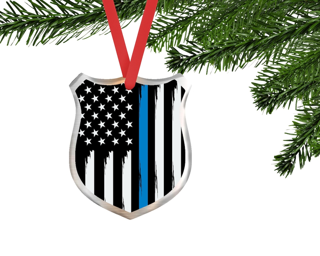 Police, Fire, Blue Line, Red Line Shield Farmhouse Shield/badge Shaped ...