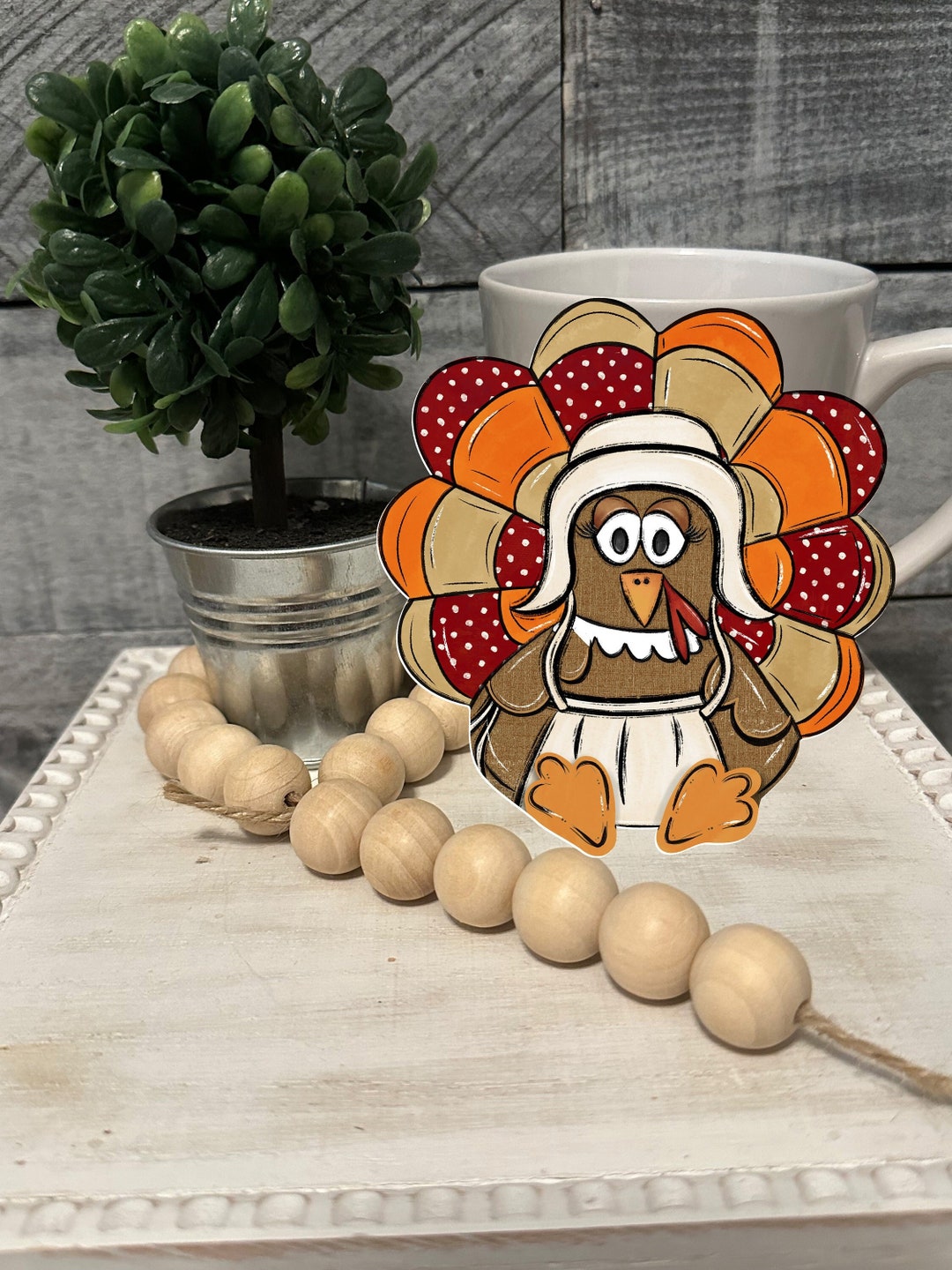 Apron Girl Turkey Shaped Tiered Tray Hardboard Ornament Decor - Etsy