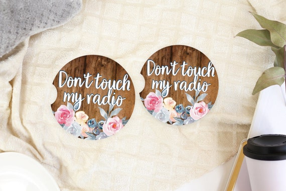 Don't Touch My Radio Floral Car Coasters Set of Two - Etsy