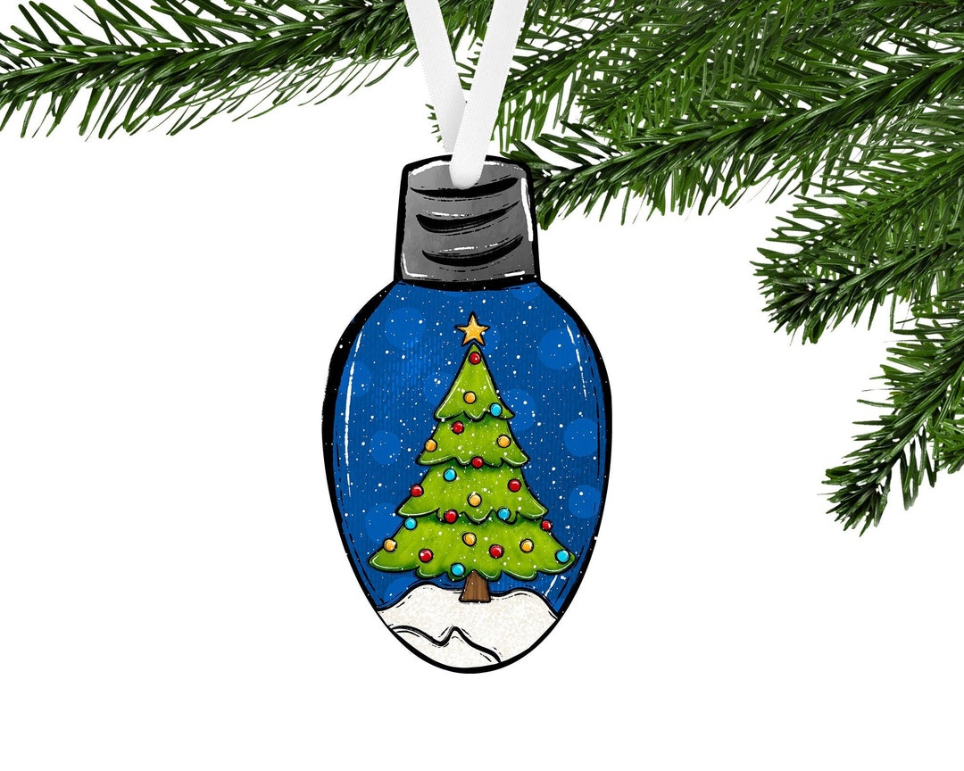 Christmas Tree Blue Light Bulb Christmas Light Bulb Shaped Hardboard ...