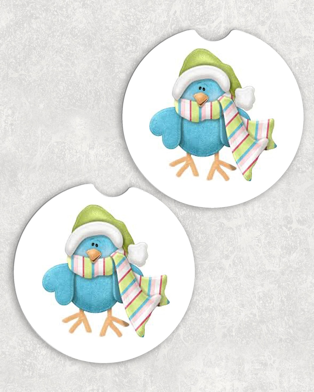 Winter Blue Bird Car Coasters Set of 2 - Etsy