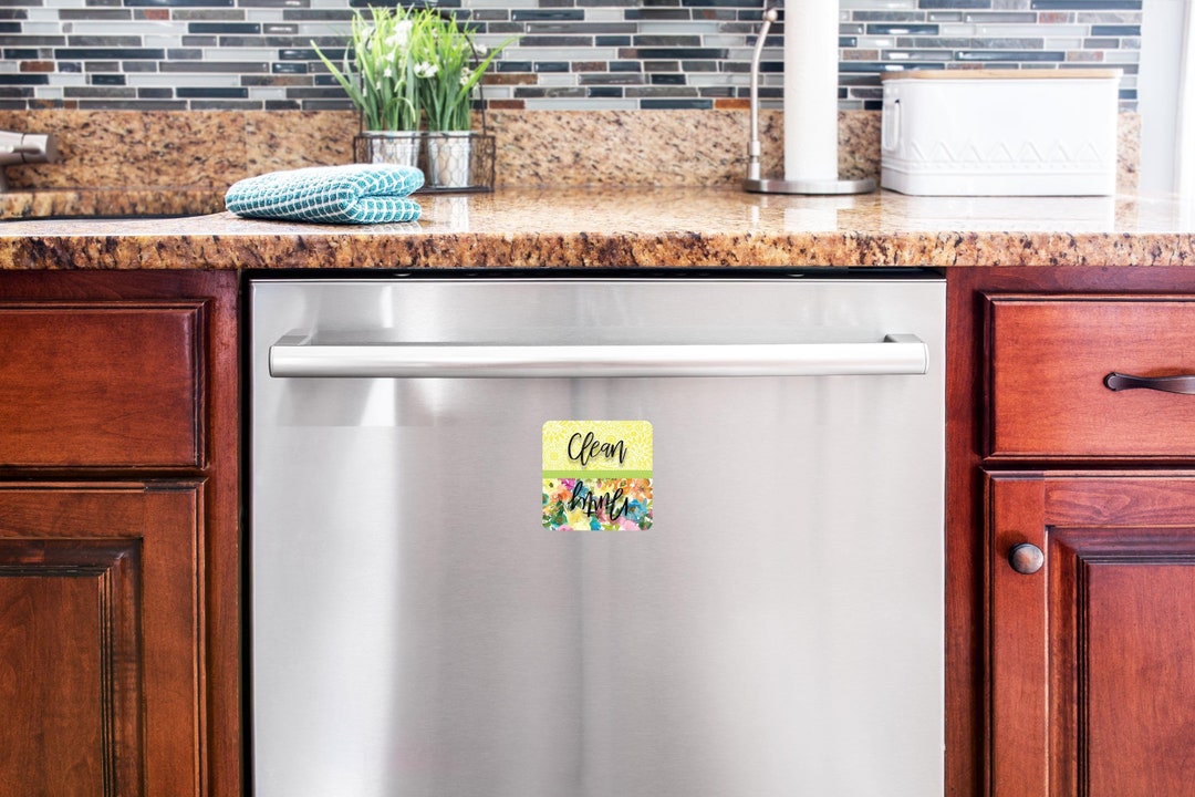 Yellow Floral Dirty Clean Dishwasher Magnet Hardboard Ornament Decor - Etsy