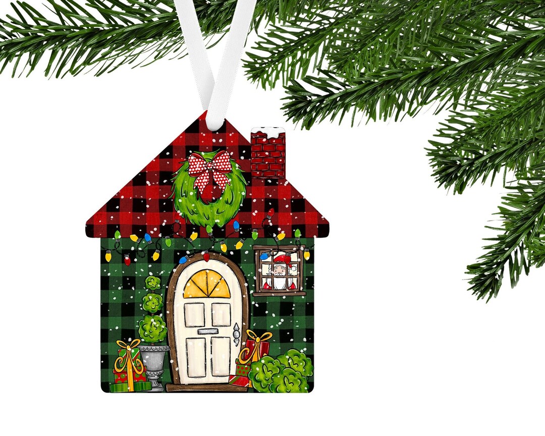 Plaid Christmas House 2 Sizes House With Chimney Shaped Hardboard ...