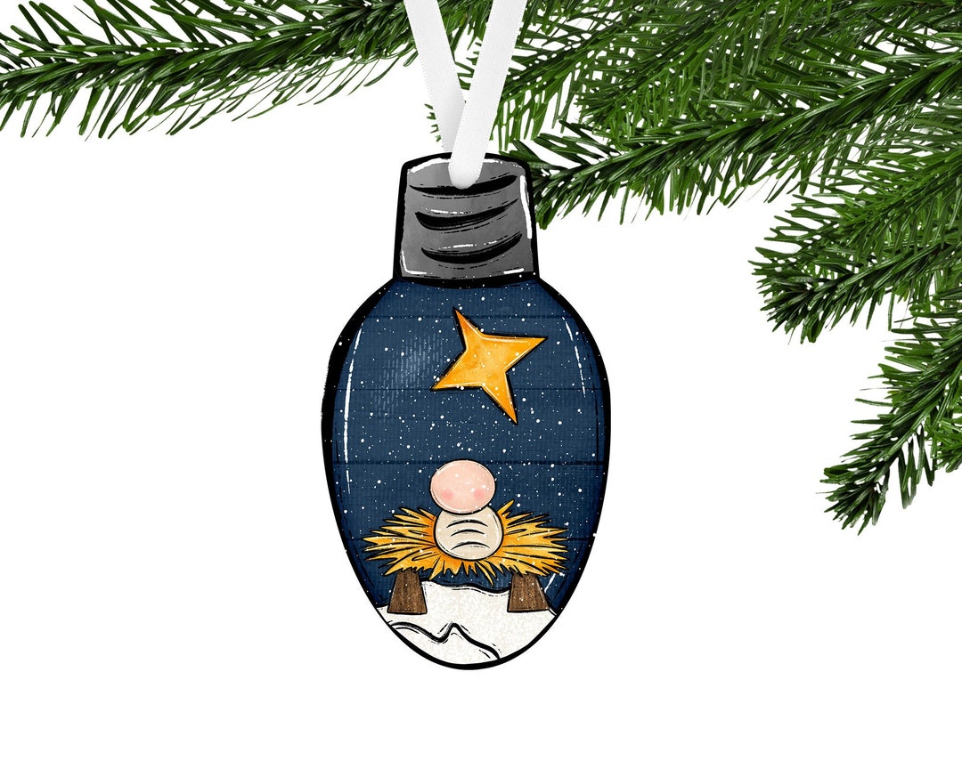 Baby Jesus Light Bulb Christmas Light Bulb Shaped Hardboard Ornament - Etsy