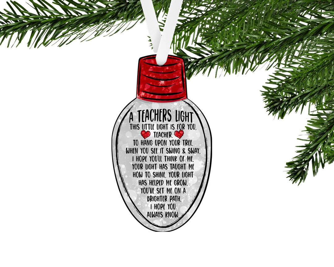 A Teachers Light Teacher Gift Light Bulb Christmas Light Bulb Shaped ...
