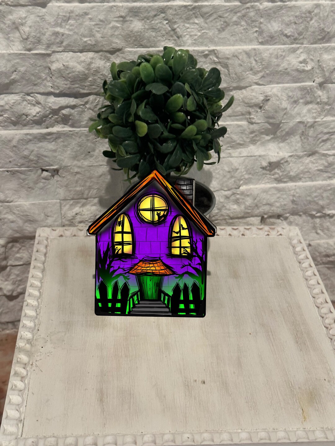 Spooky House Haunted House With Chimney Shaped Tiered Tray Hardboard ...
