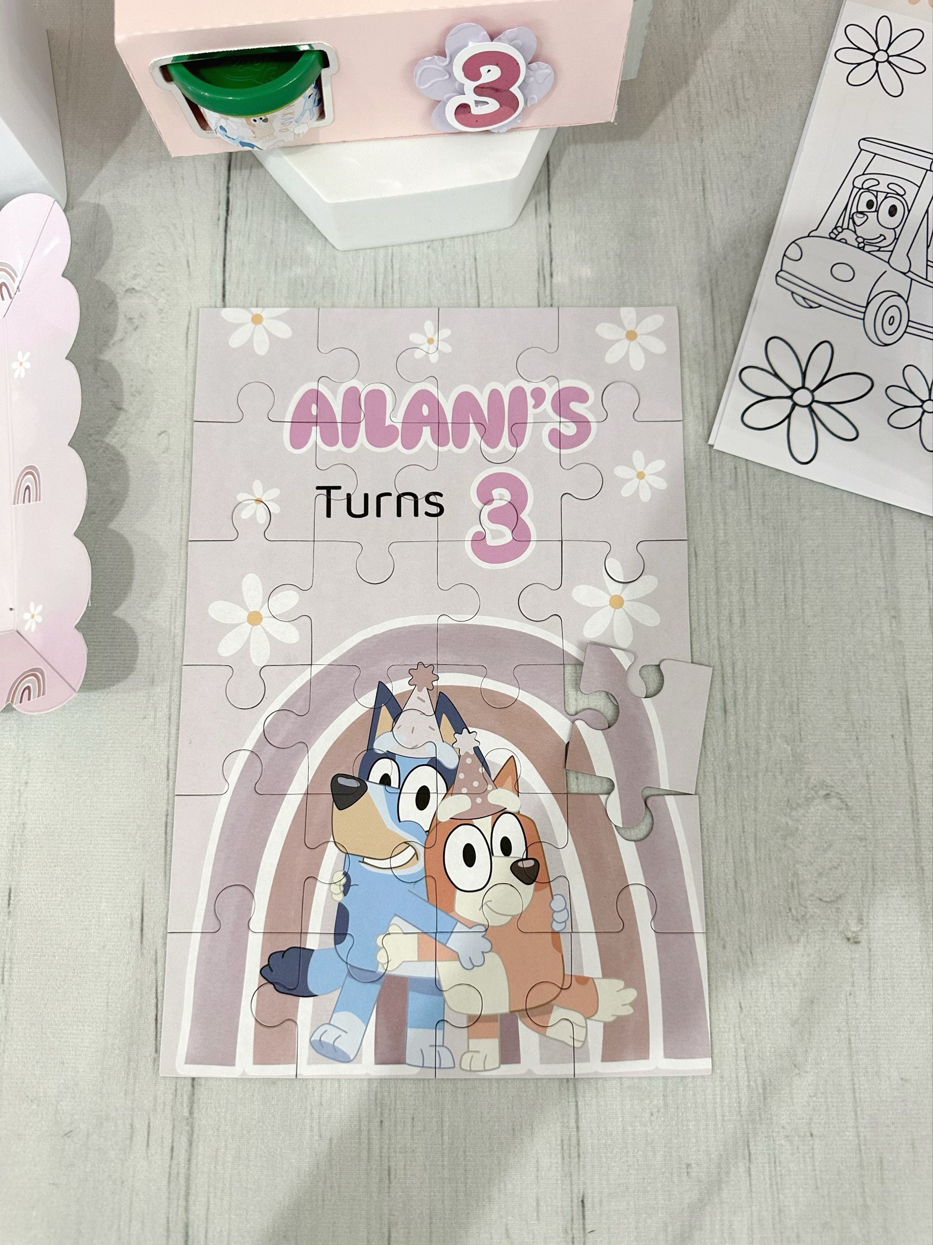 Bluey and Bingo/ Candy Favor/chips Bags/ Cups/plates/puzzle/coloring ...