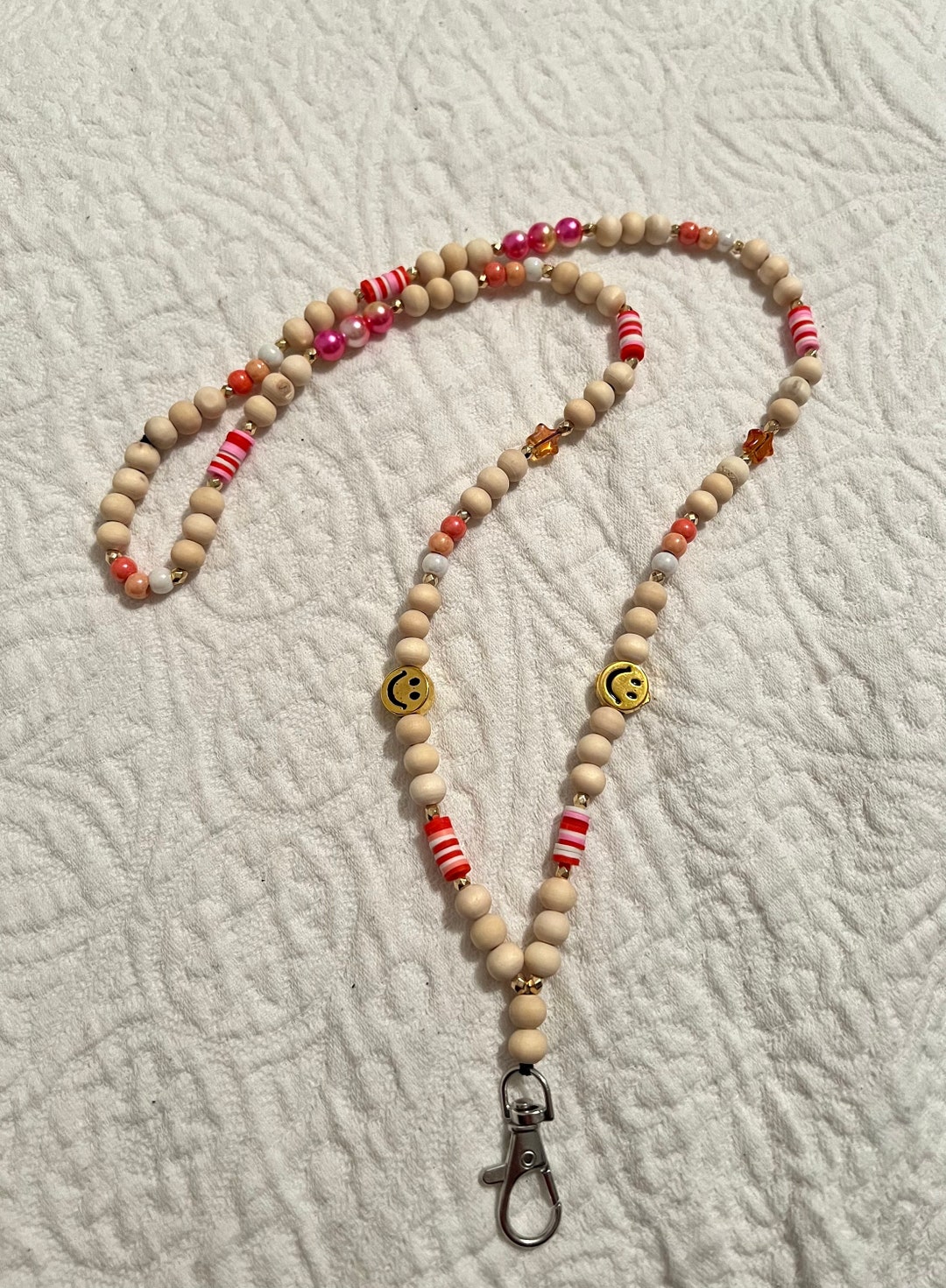 Smiley Boho Lanyard | Teacher Lanyard | Personalized Lanyard | Nurse ...