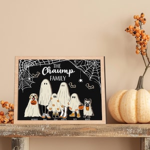 Personalized Halloween Family Portrait Sign, Custom Ghost Family With ...