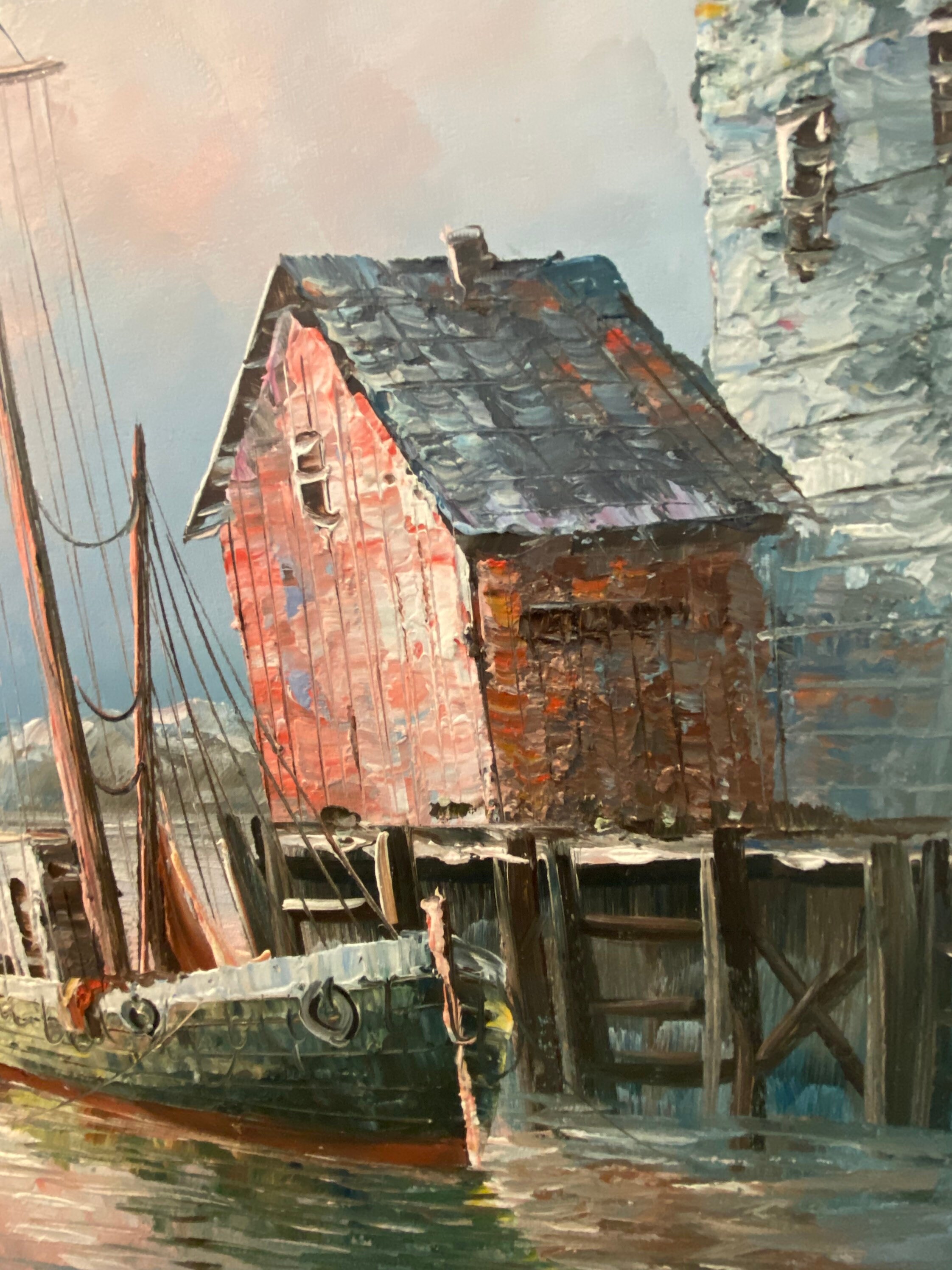 Harbor Scene by Max Savy. Stretched Canvas 16 X 20 - Etsy