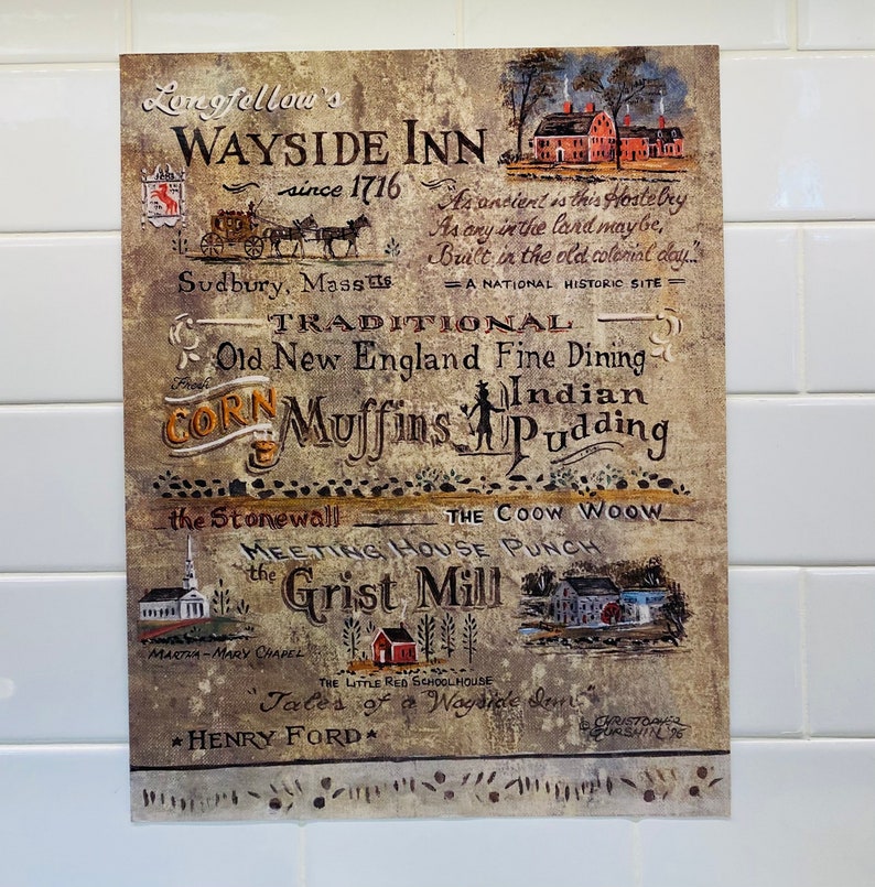 Folk Art Print , the Wayside Inn by Christopher Gurshin - Etsy
