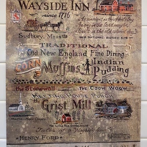Folk Art Print , the Wayside Inn by Christopher Gurshin - Etsy