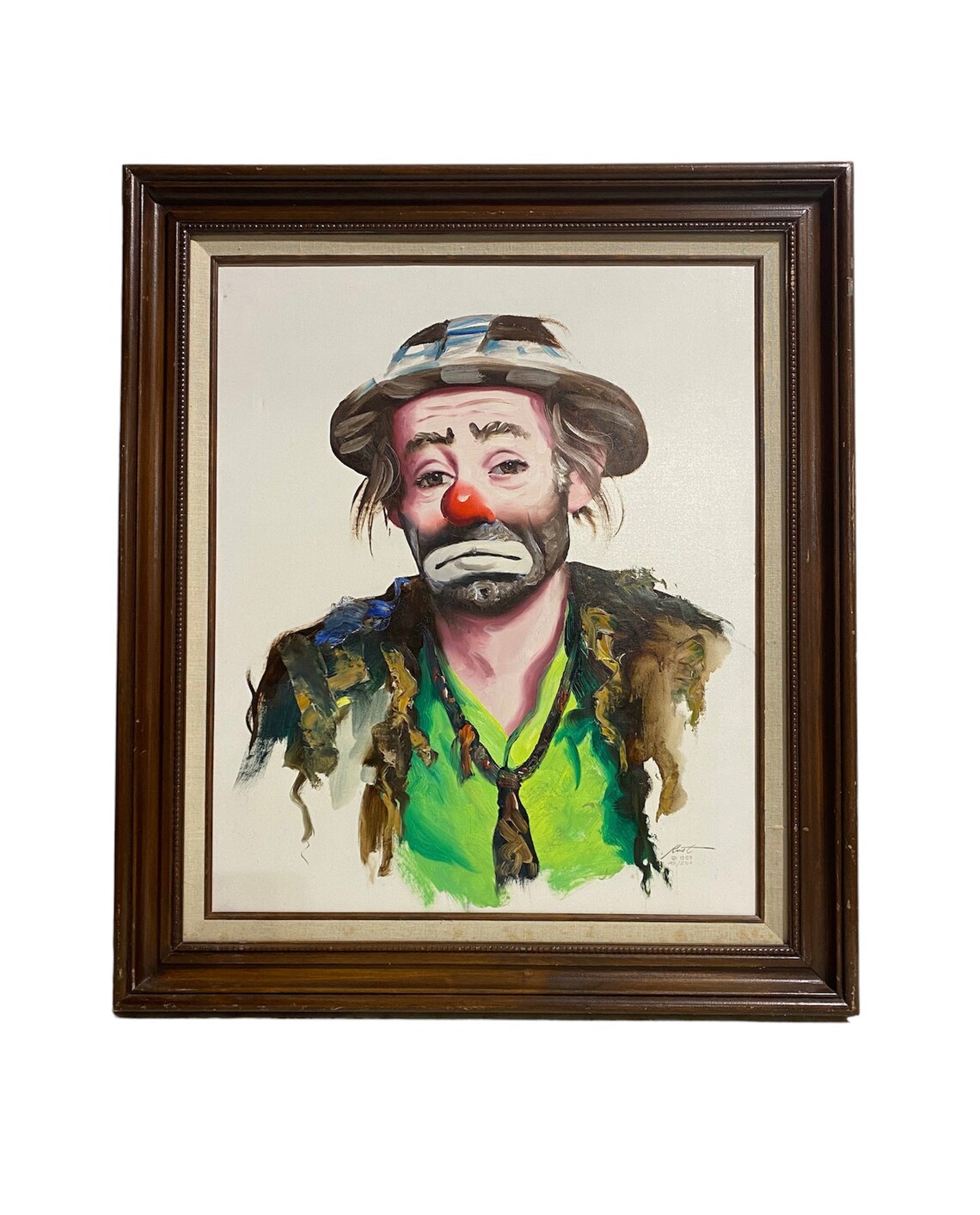 Vintage 1989 Rusty Rust Emmett Kelly Clown Painting, Oil on Canvas ...