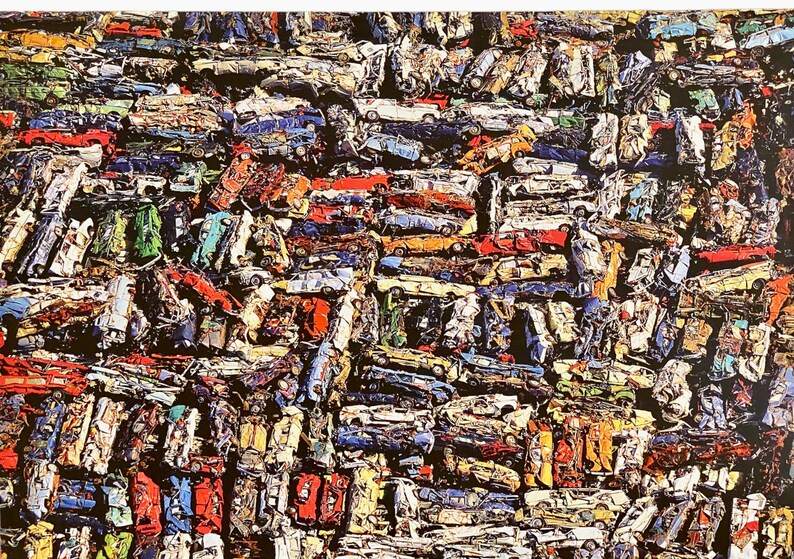 Beautiful Art Poster, Earth From Above, Crushed Cars, Aerial ...