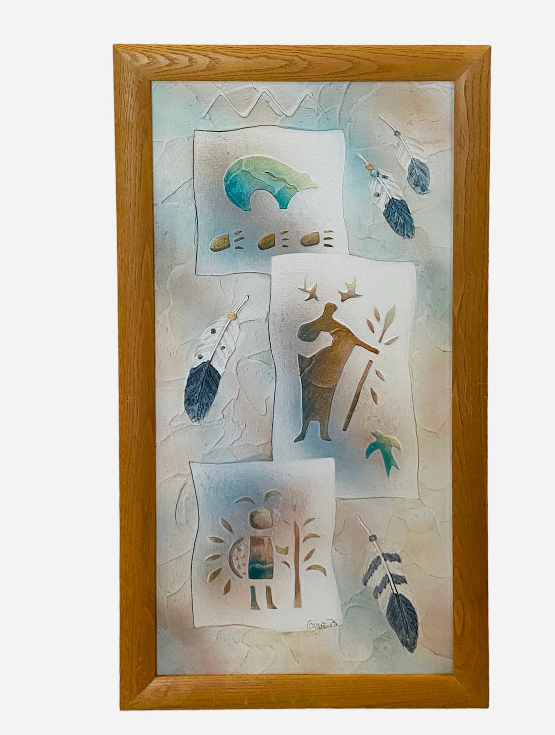 American Indian Mixed Media Art: Bear, Elk, Medicine Man - Etsy