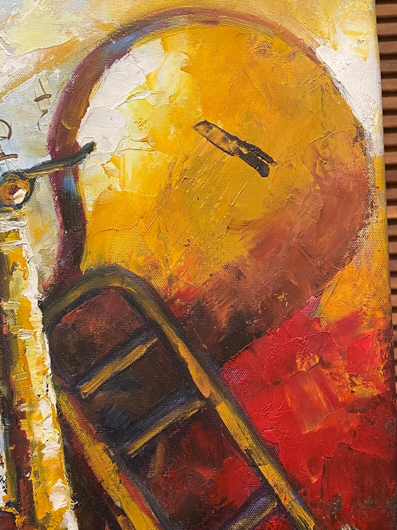 Jazz Musical Instruments Oil Painting Original Abstract Stretched ...