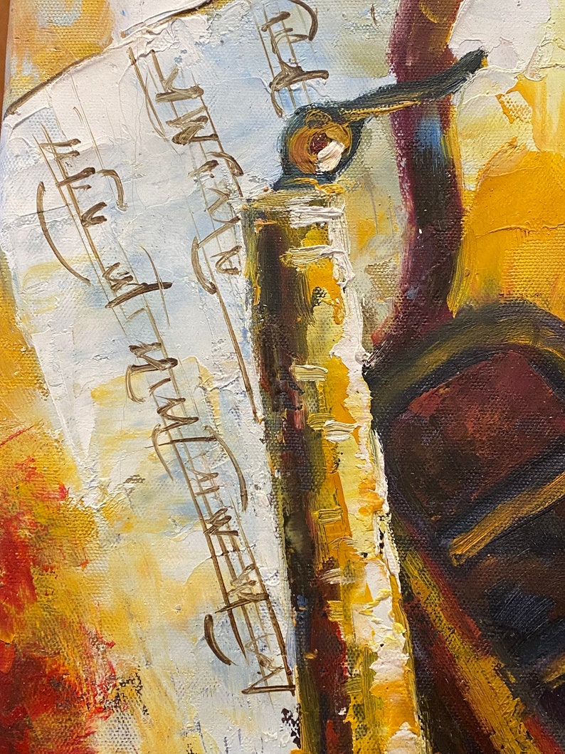 Jazz Musical Instruments Oil Painting Original Abstract Stretched ...