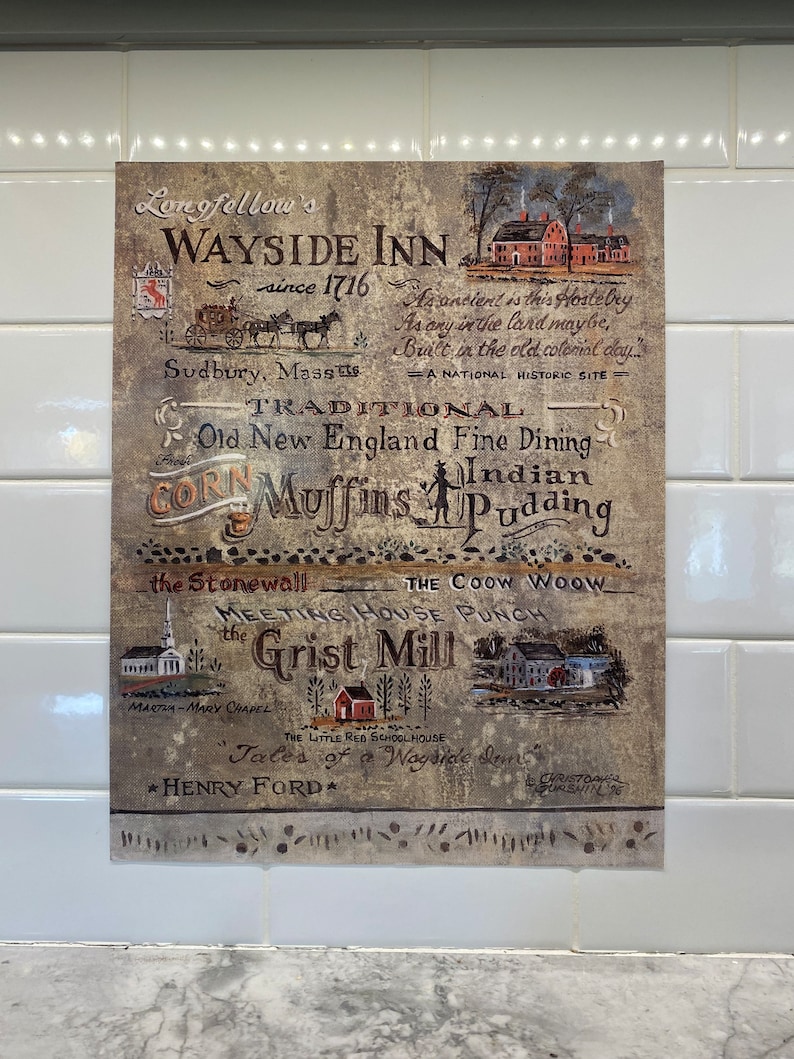 Folk Art Print , the Wayside Inn by Christopher Gurshin - Etsy