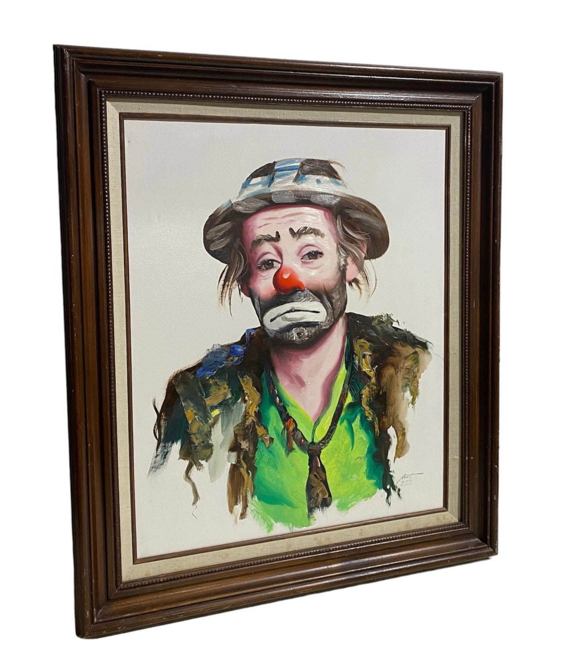 Vintage 1989 Rusty Rust Emmett Kelly Clown Painting, Oil on Canvas ...