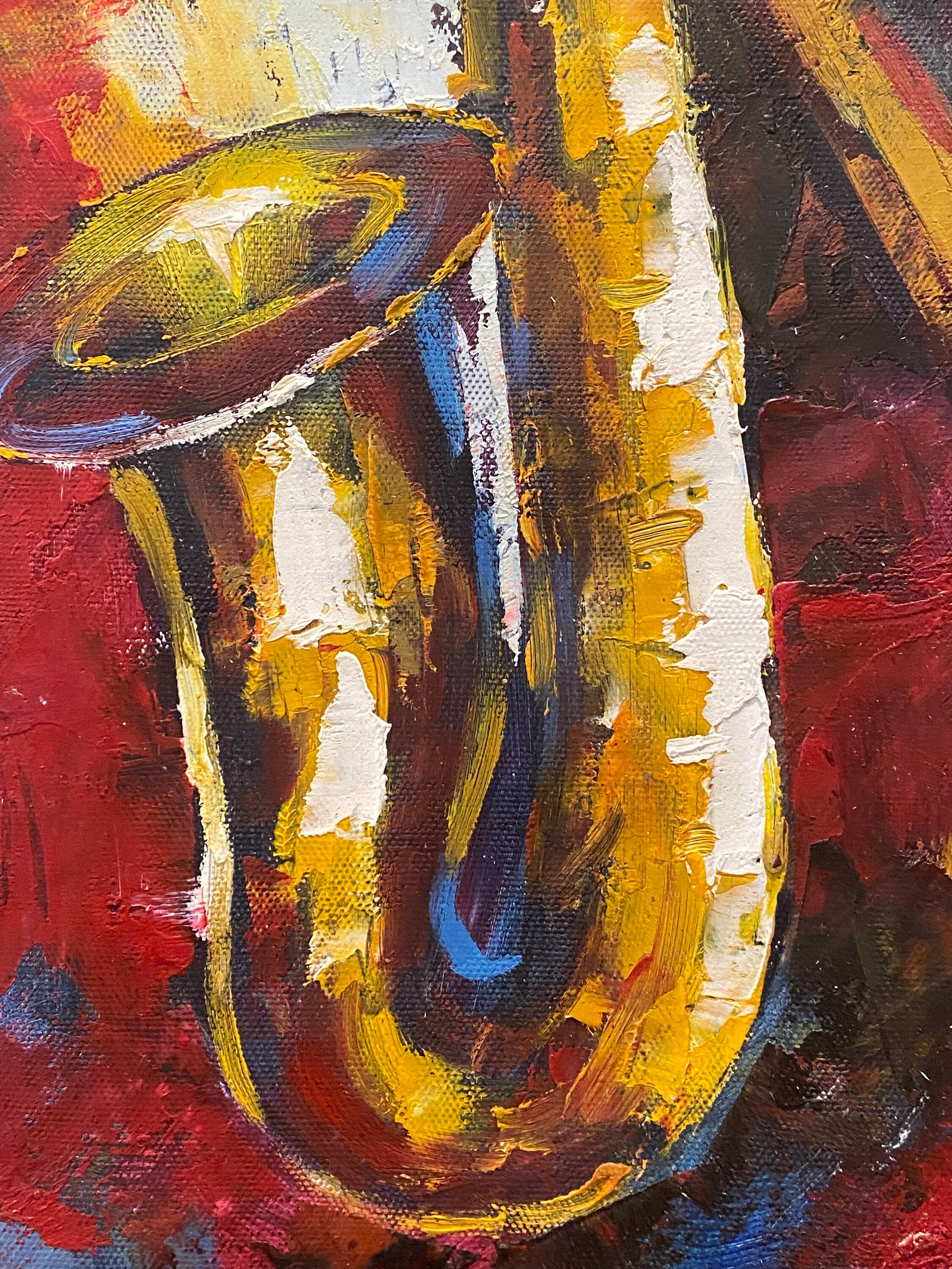 Jazz Musical Instruments Oil Painting Original Abstract Stretched ...