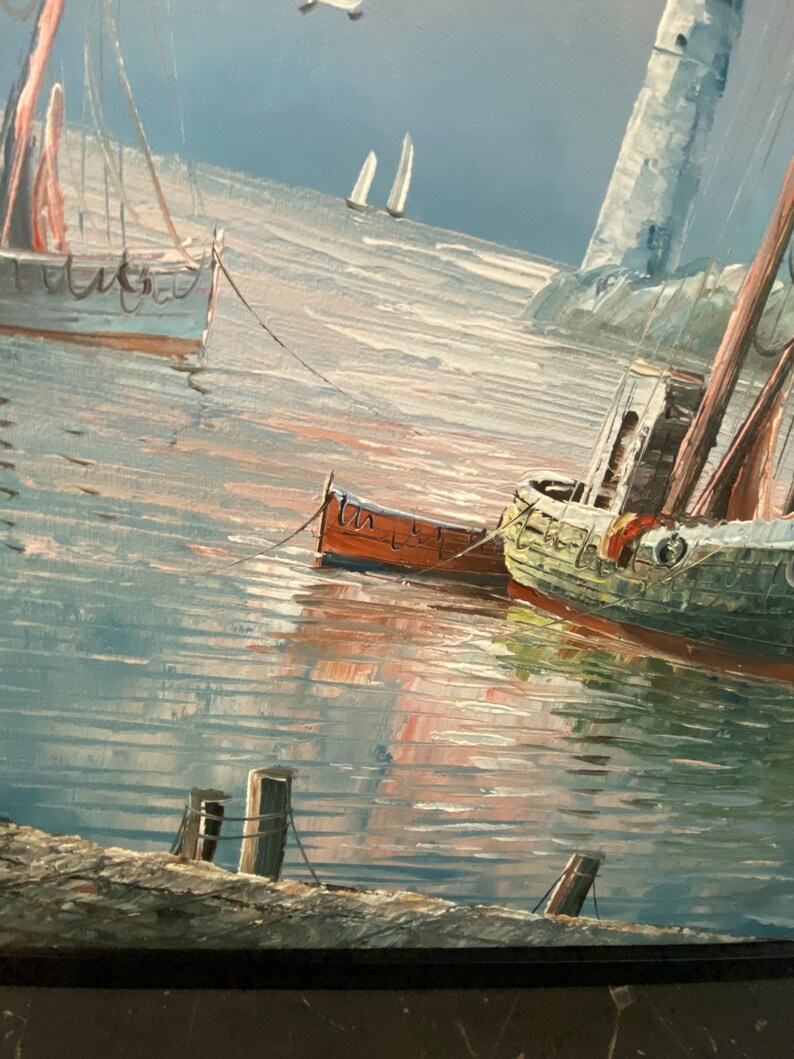 Harbor Scene by Max Savy. Stretched Canvas 16 X 20 - Etsy