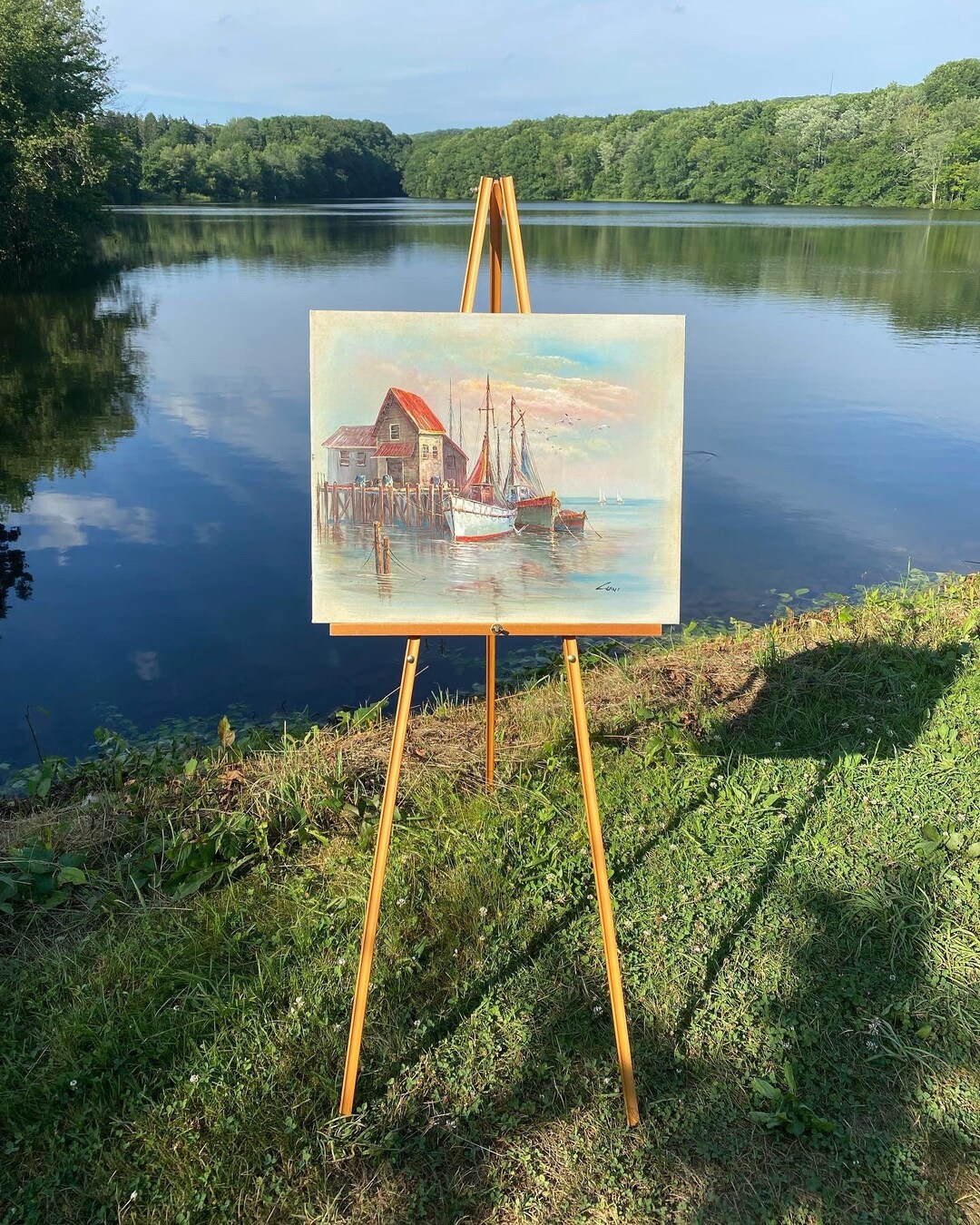 Vintage Original Oil Painting of N. E. Fishing Seascape • Harbor by ...