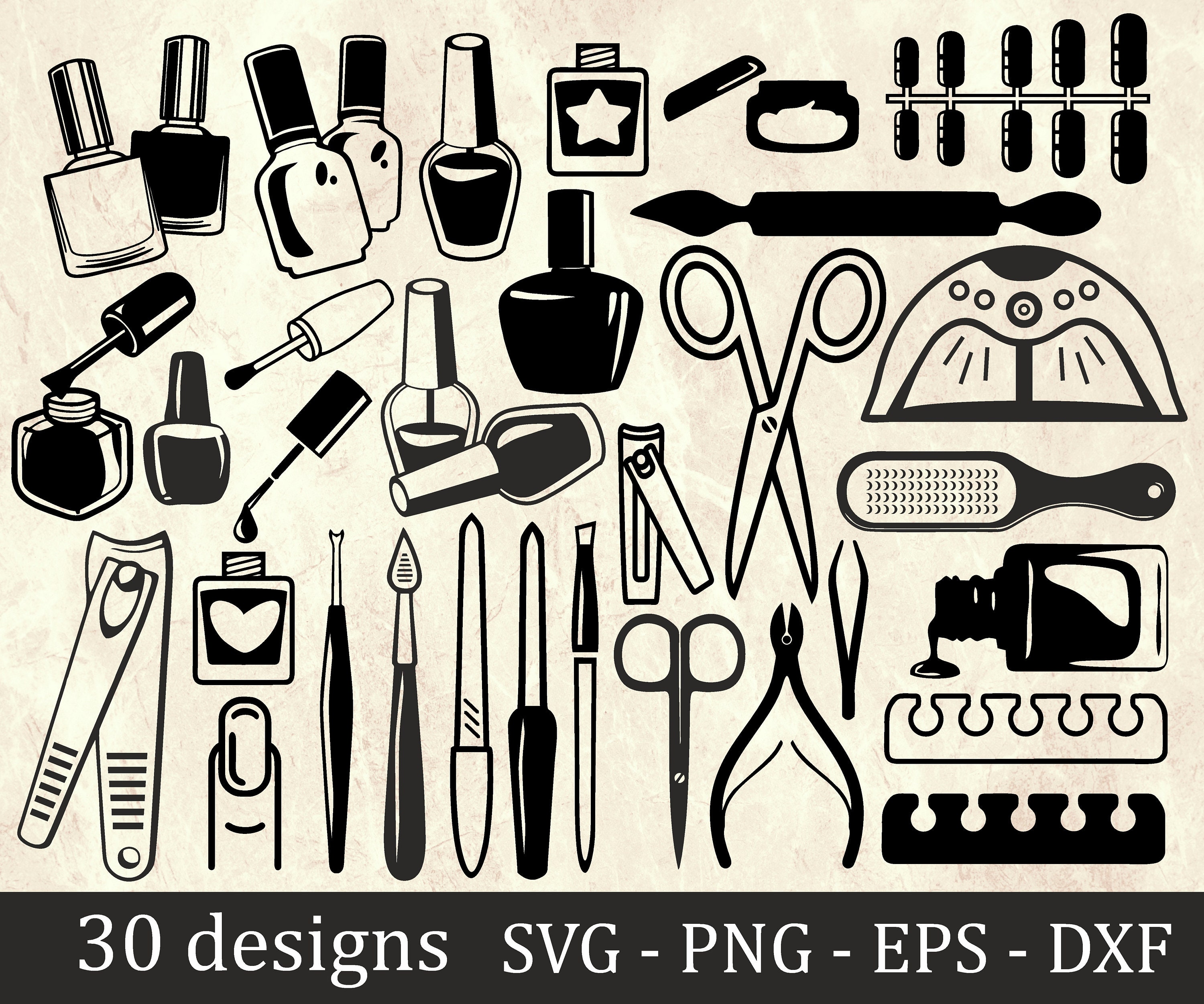 Nail Polish Bundle, Manicure Clipart, Nail Polish Svg, Manicure Tools ...