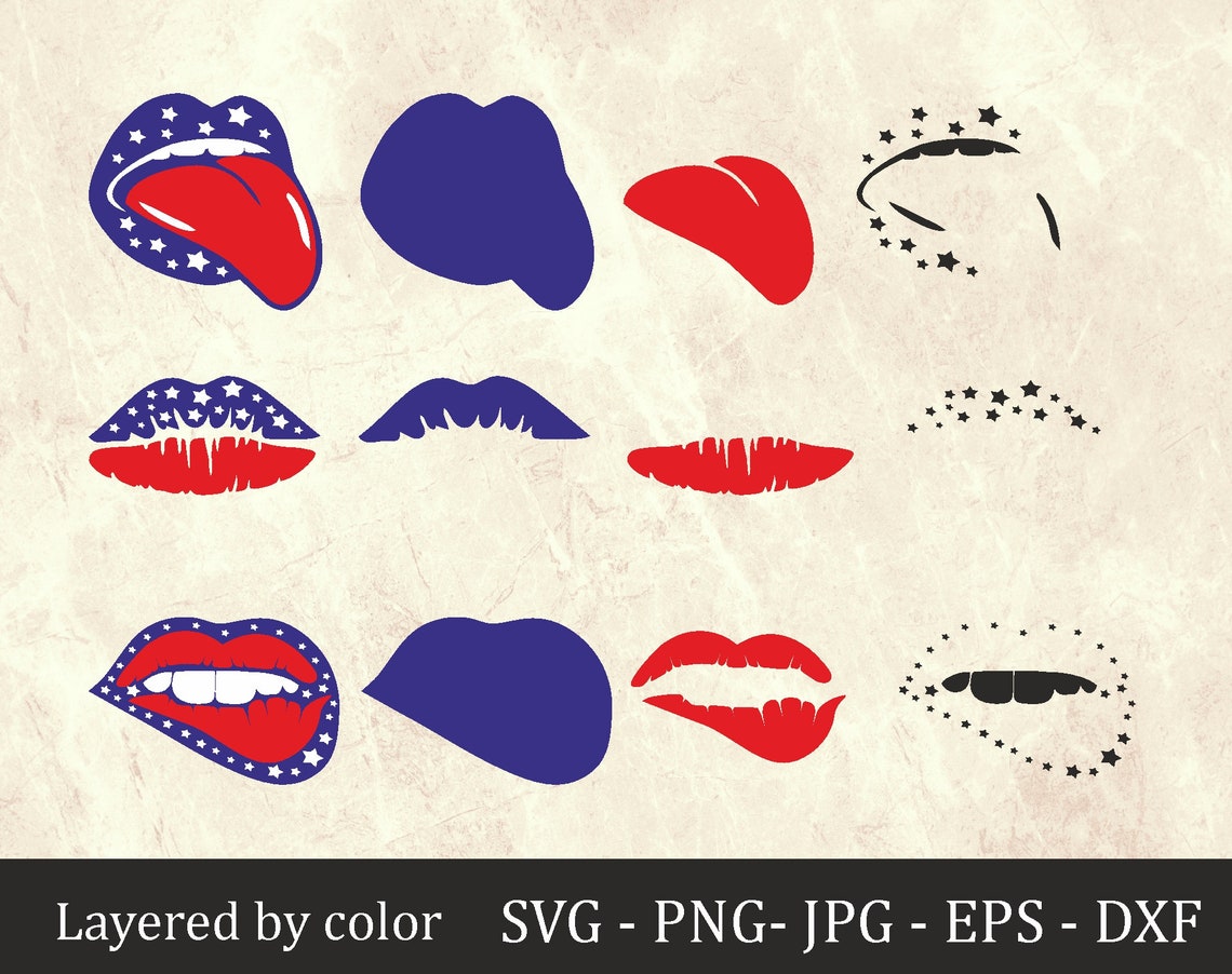 USA Lips SVG, bundle America lips, Patriotic Lips Svg, 4th of July Svg ...