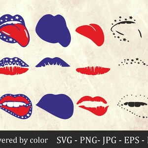 USA Lips SVG, Bundle America Lips, Patriotic Lips Svg, 4th of July Svg ...