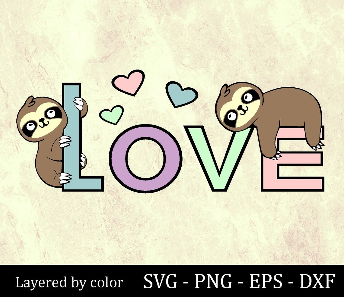 Sloth Love Svg, Sloth Png Cut File for Cricut, Lazy Sloth Svg, Cute ...