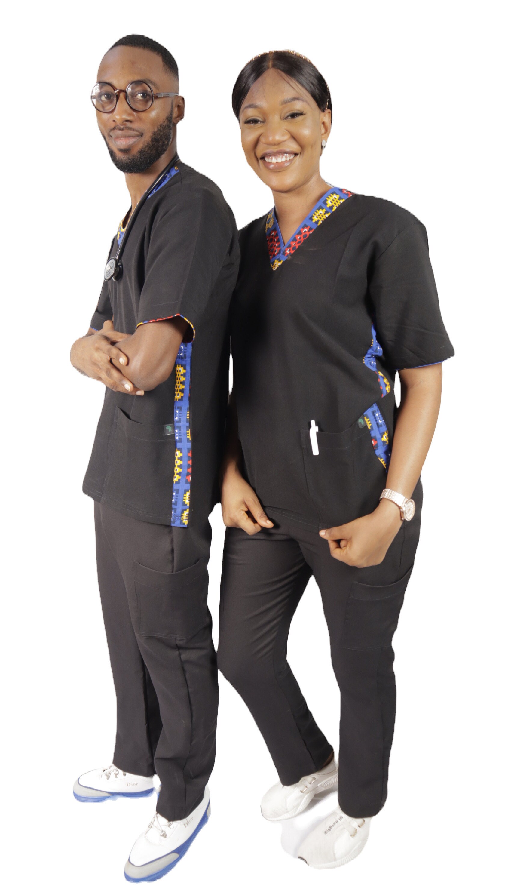 Black Unisex Africana Scrubs Set | Etsy