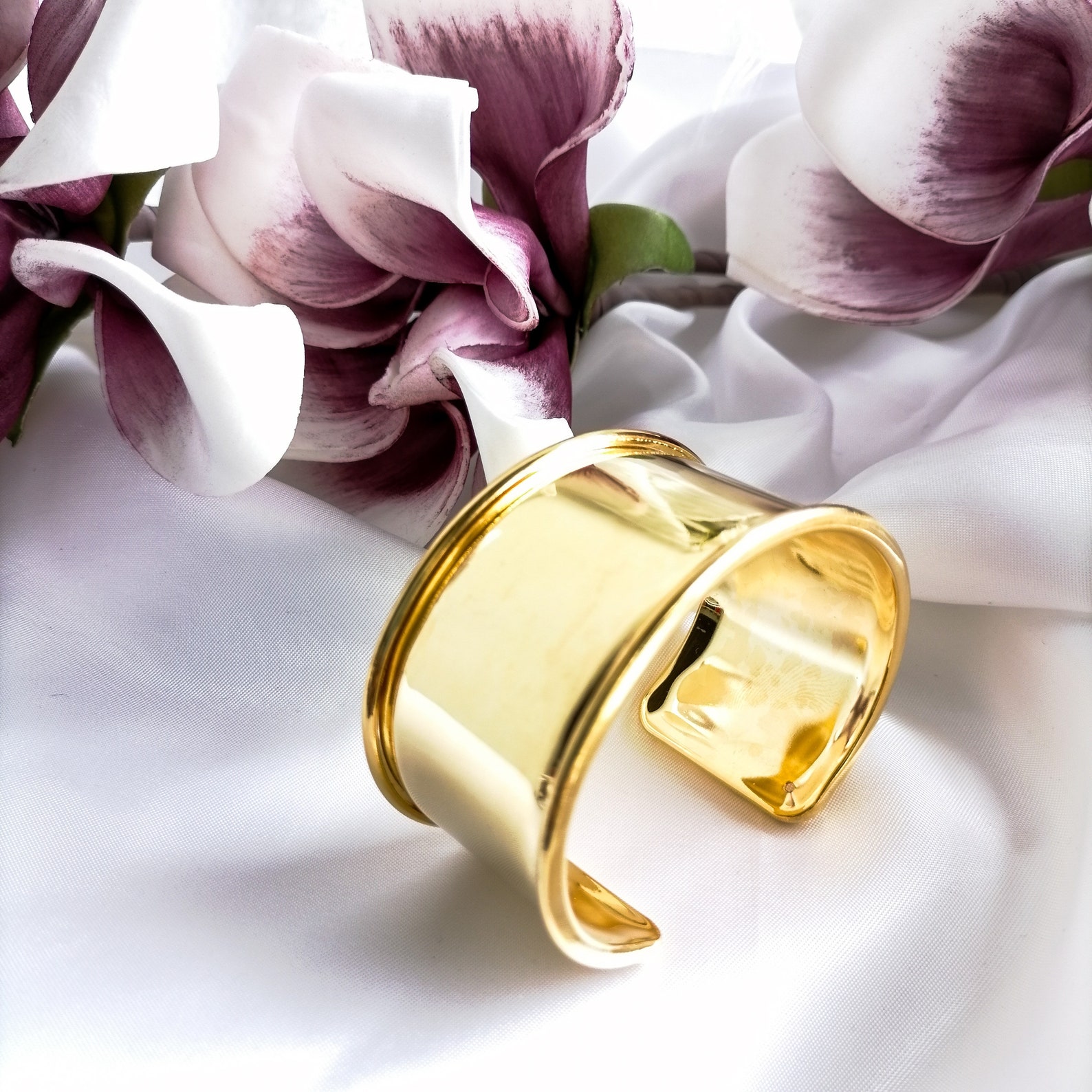 Gold Statement Bangle, Wide Bracelet, Gold Cuff Bracelet, 35MM Bangle ...