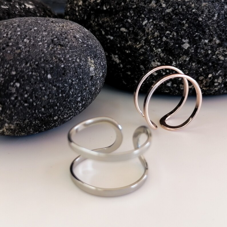 Double Bar Open Curve Ring Reversible Design Ring Geometric - Etsy