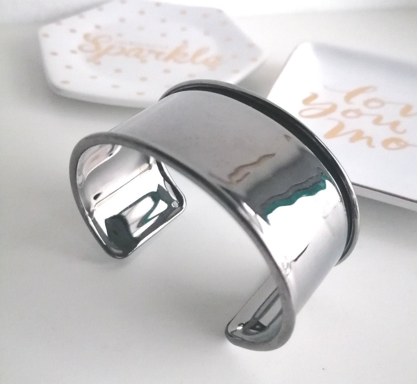 Statement Bangle, Wide Bracelet, Anthracite, Gold Cuff Bracelet, 35 MM ...