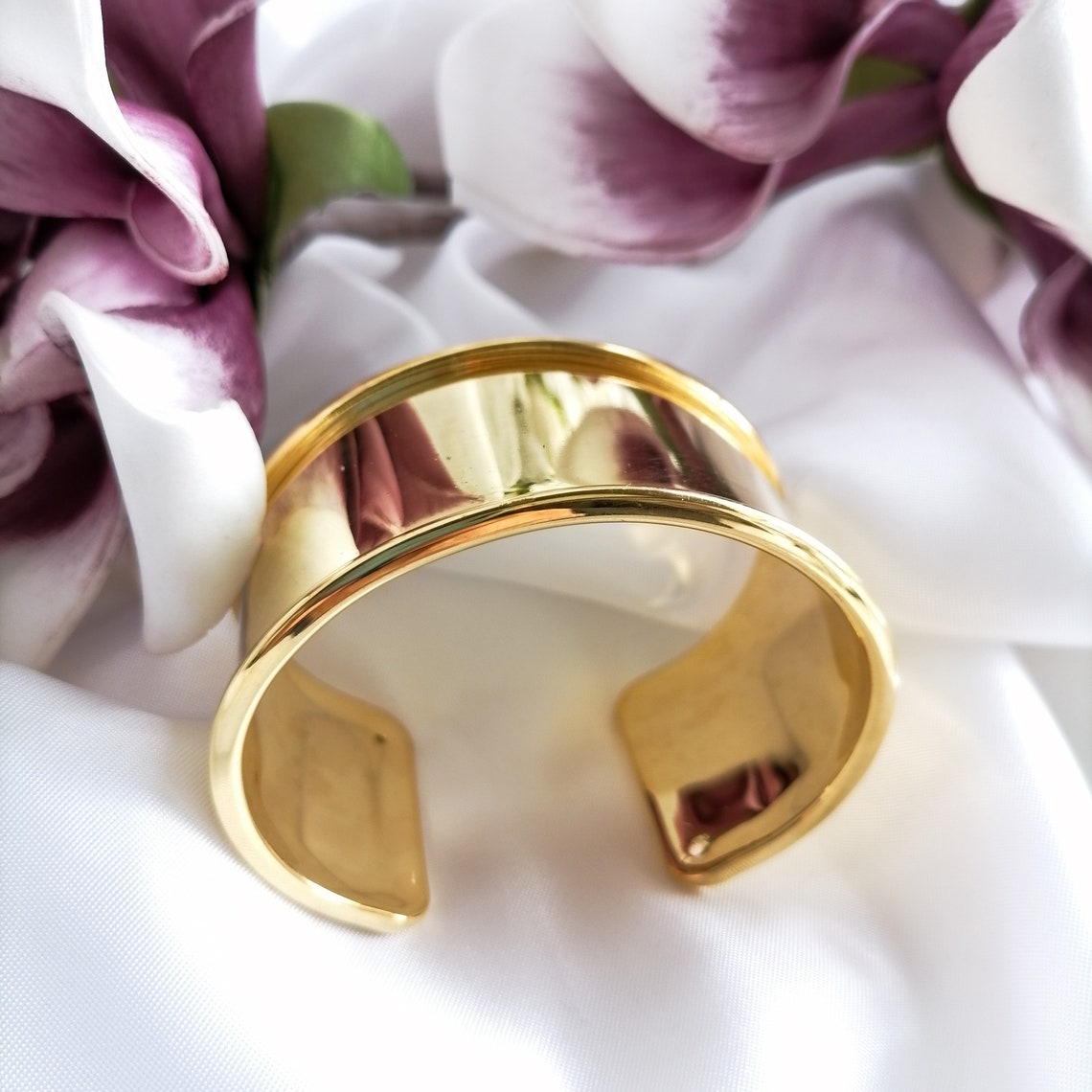 Gold Statement Bangle Wide Bracelet Gold Cuff Bracelet 35MM - Etsy