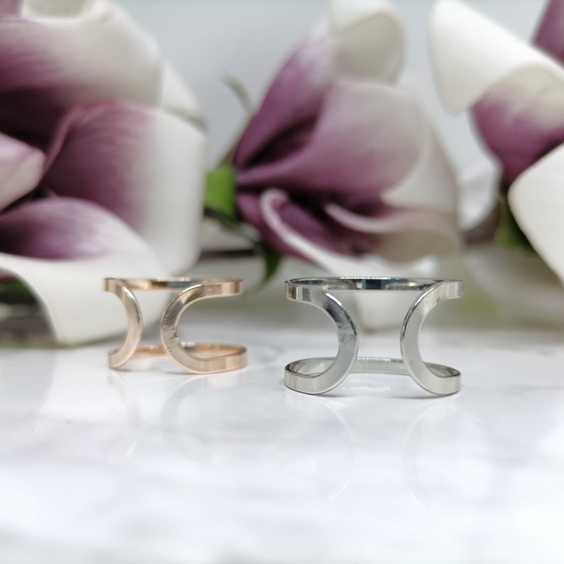 Double Bar Open Curve Ring Reversible Design Ring Geometric - Etsy