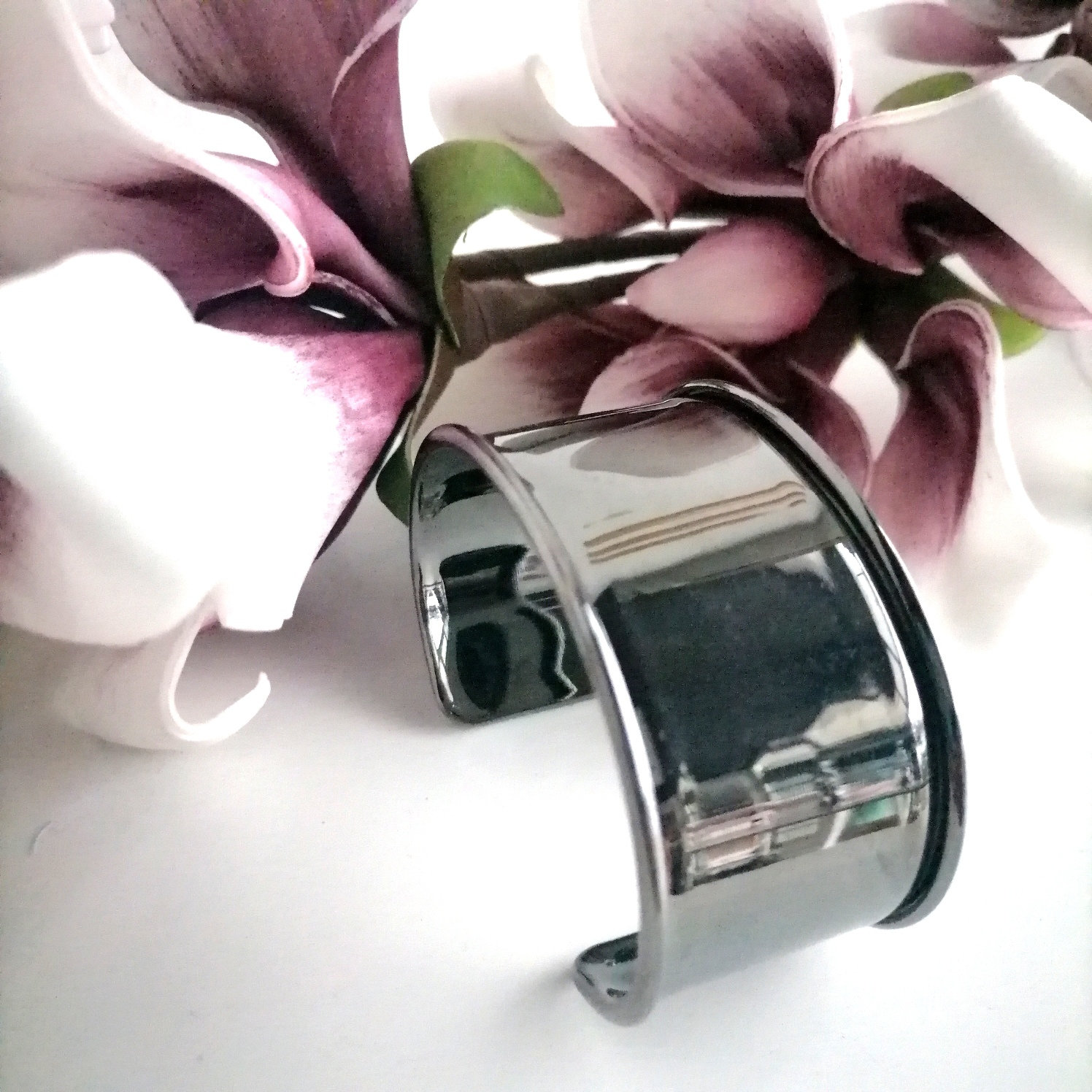 Statement Bangle, Wide Bracelet, Anthracite, Gold Cuff Bracelet, 35 MM ...