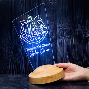 Chess Led Lamp Custom Made, Personalized Chess Gift for Him, Colorful ...