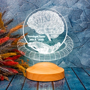 Hand Holding Brain Lamp, Personalized Gift for Neurologist ...