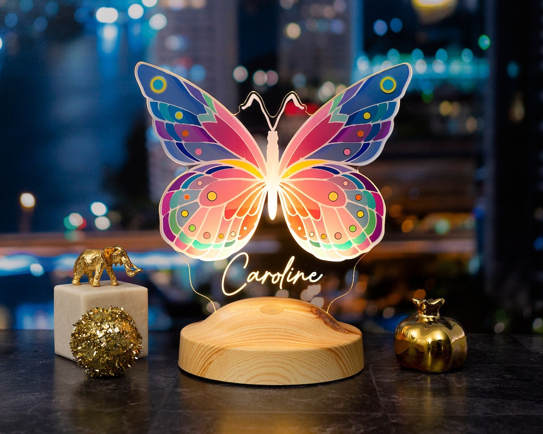 Personalized Night Light With Butterfly, Butterfly Gifts, Nursery Decor ...