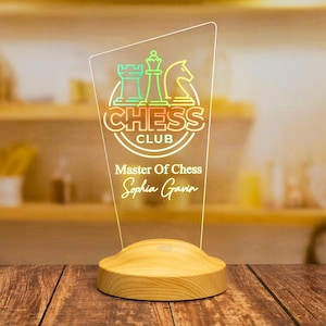 Chess Led Lamp Custom Made, Personalized Chess Gift for Him, Colorful ...