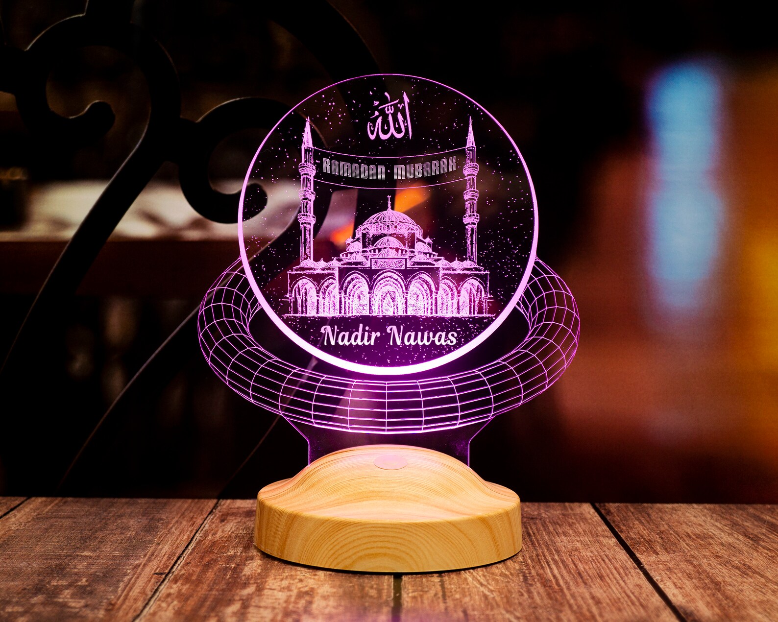 Ramadan Mubarak 3D Mosque Decor Lamp With Name, Ramdan Gift for Friends ...