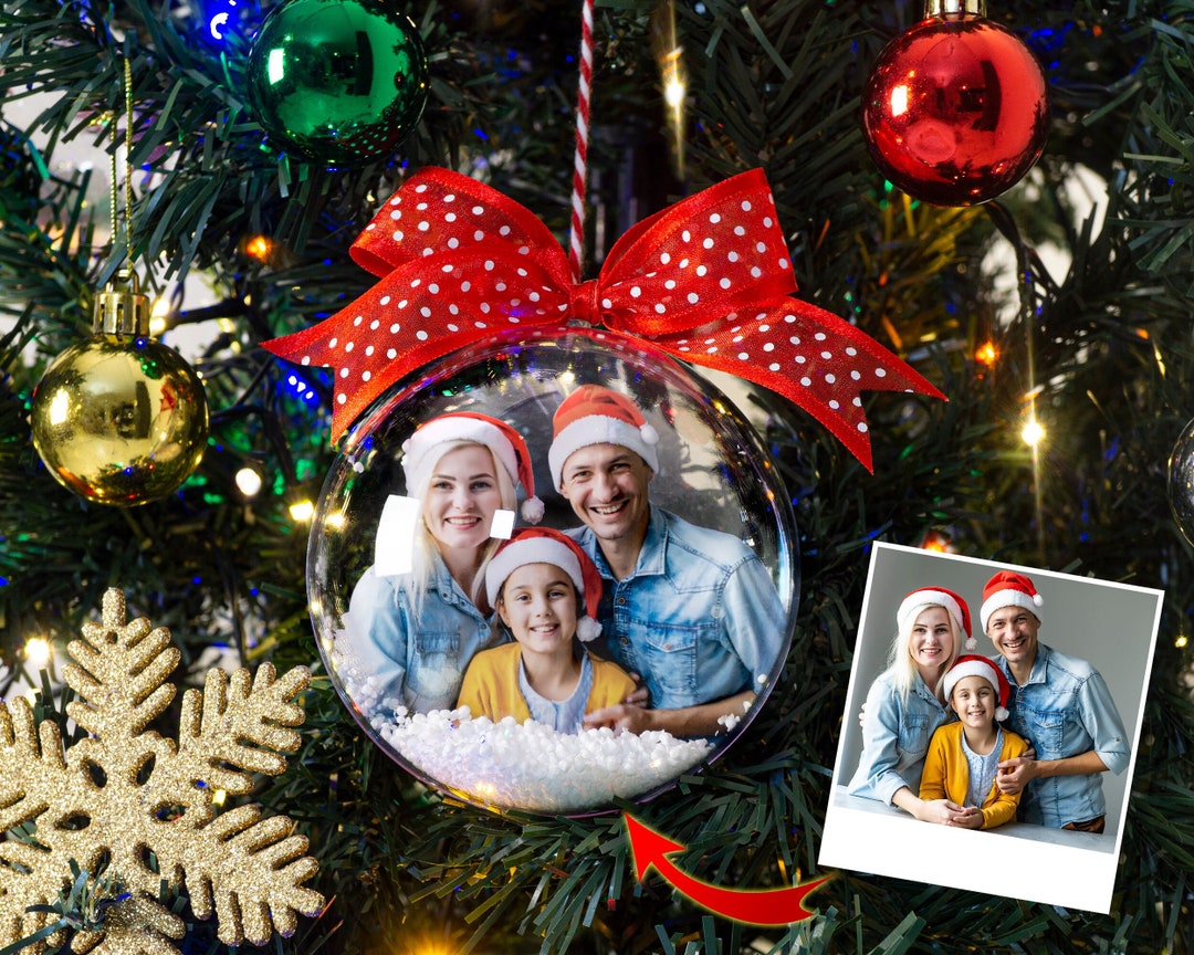 Custom Photo Christmas Ball Ornament, Big Transparent Bauble With ...