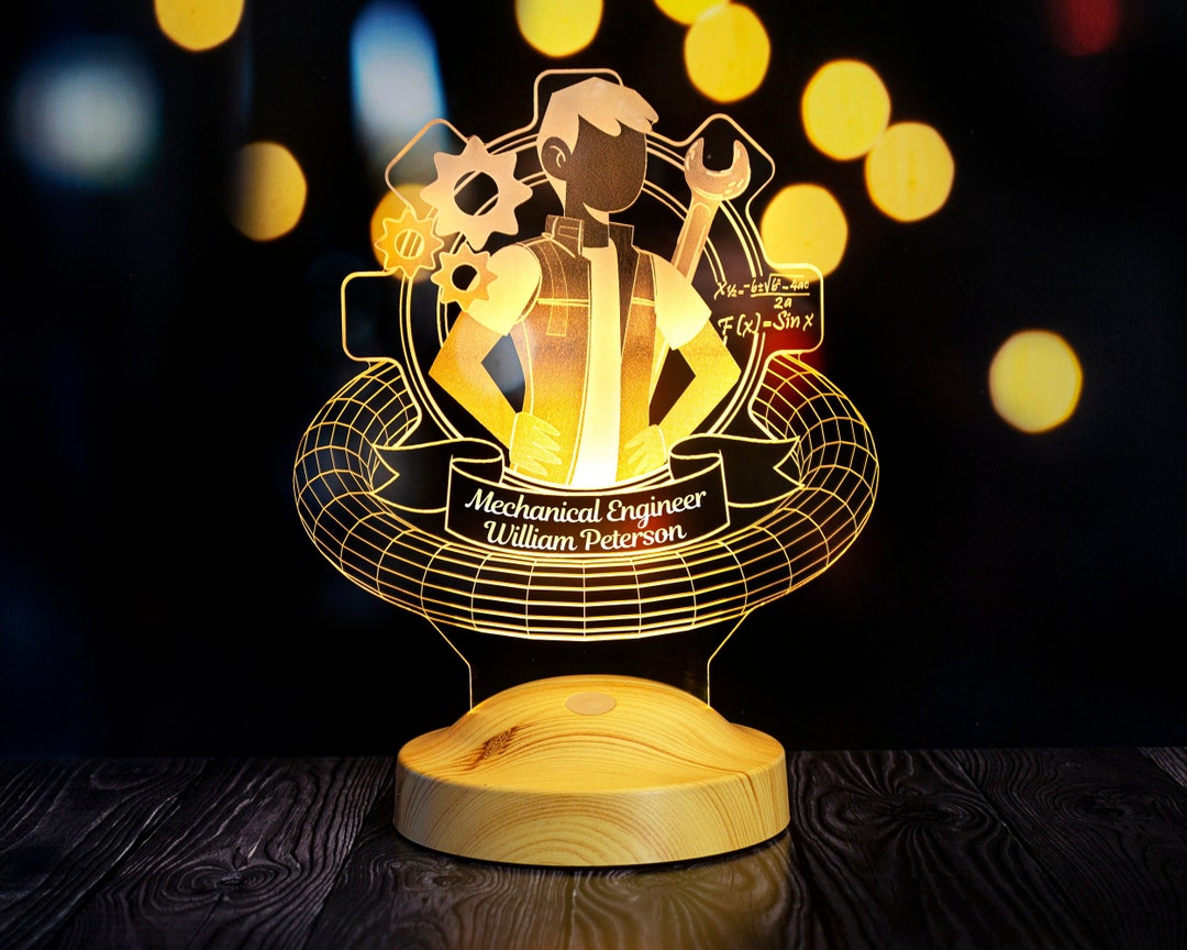 Mechanical Engineer Gift Personalized 3D Lamp, Gift for Engineers ...